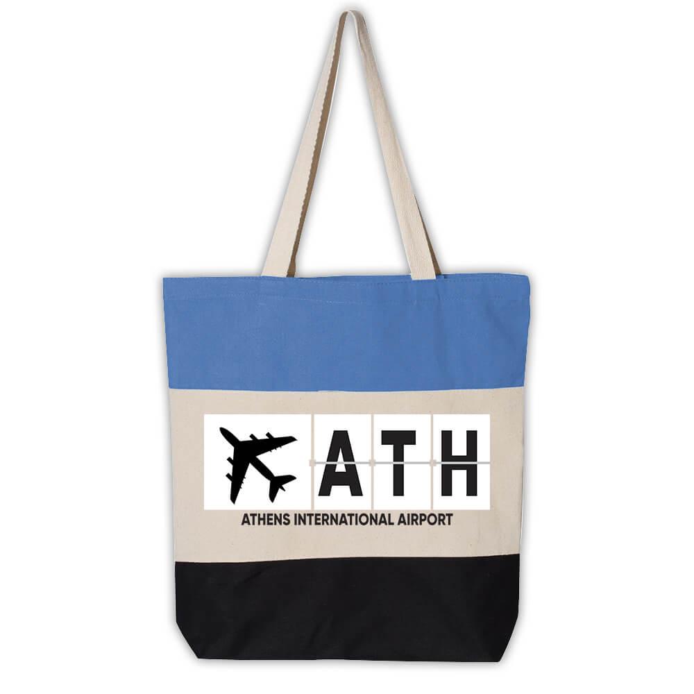 Tri-color Canvas Tote Bags - Airport - Greece Athens Airport ATH