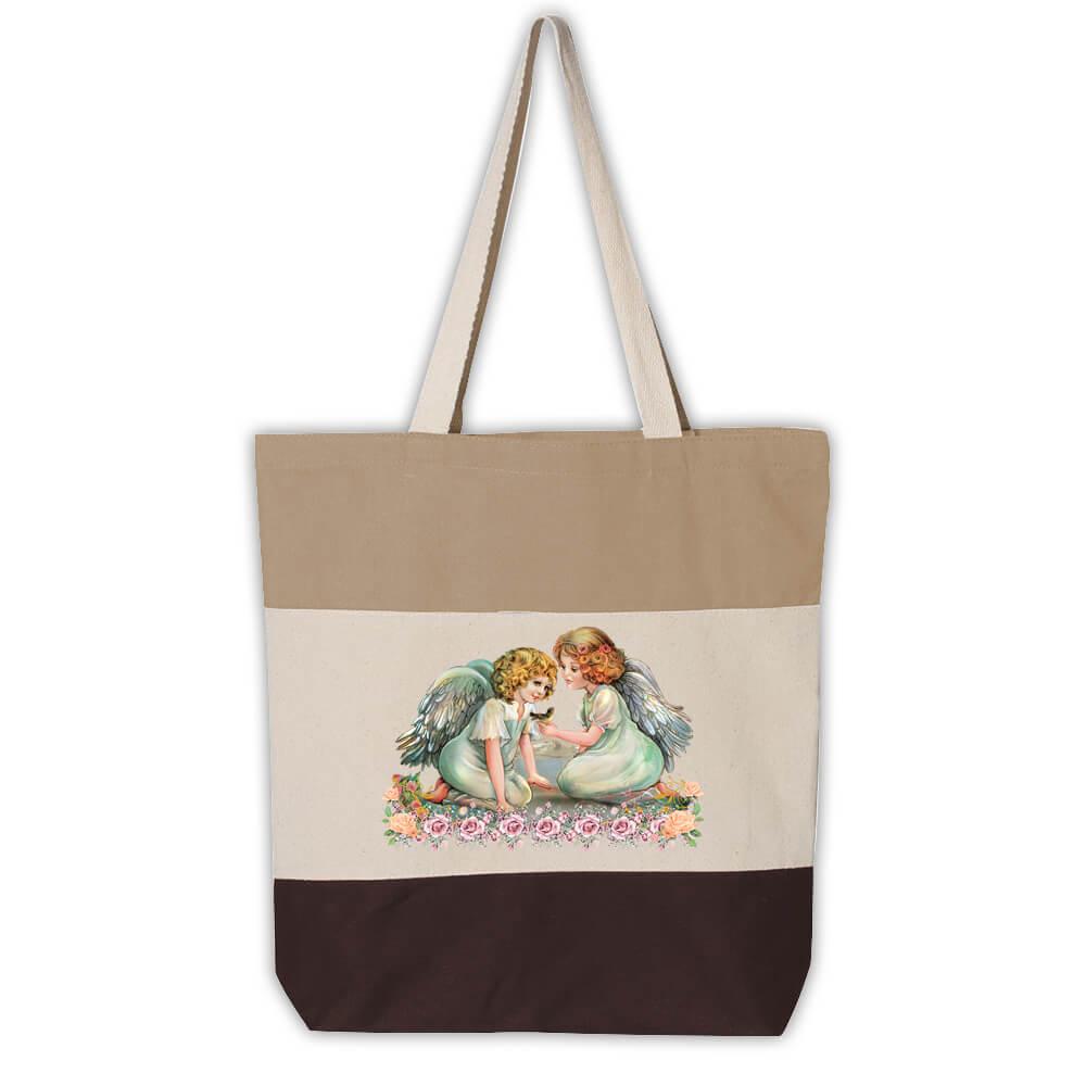 Tri-color Canvas Tote Bags - Angels - Angels